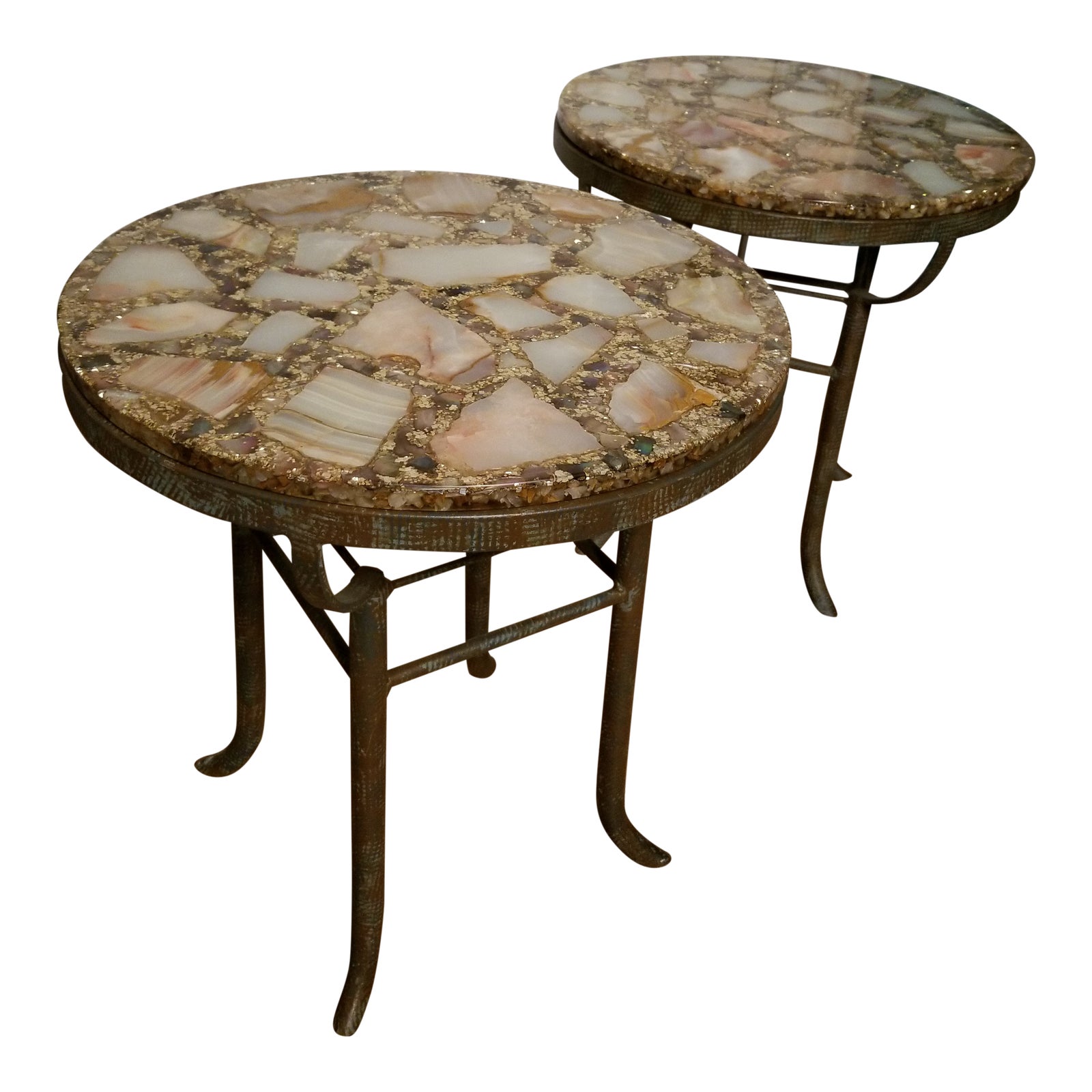1970s Contemporary Mica and Onyx Side Tables - a Pair | Chairish