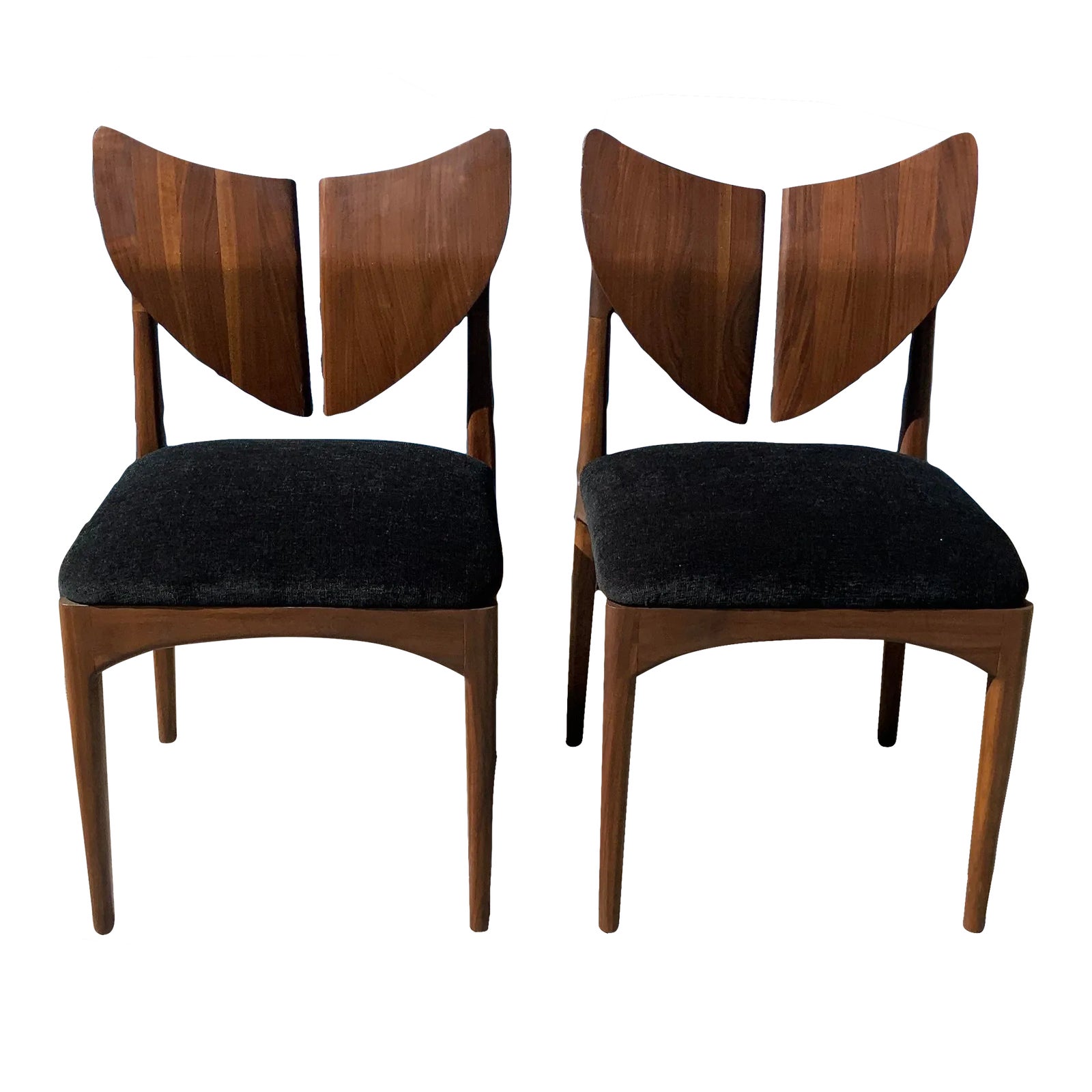 Pair of Mid Century Style Solid Walnut Butterfly Dining Chairs | Chairish
