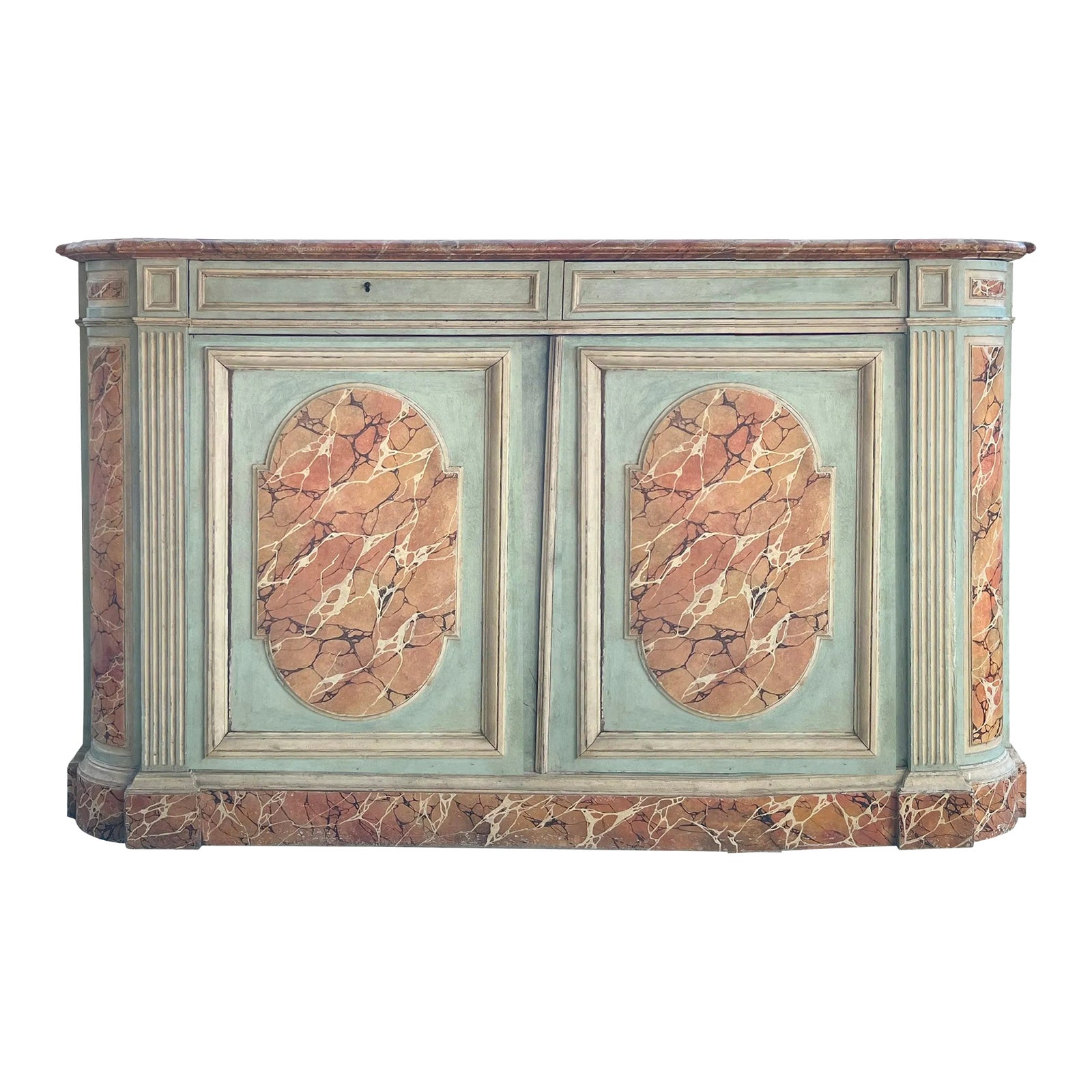 Louis Philippe Faux Marble Cabinet | Chairish
