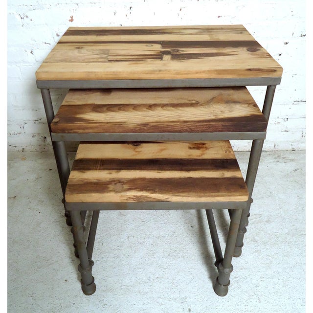 Industrial Metal Nesting Tables | Chairish