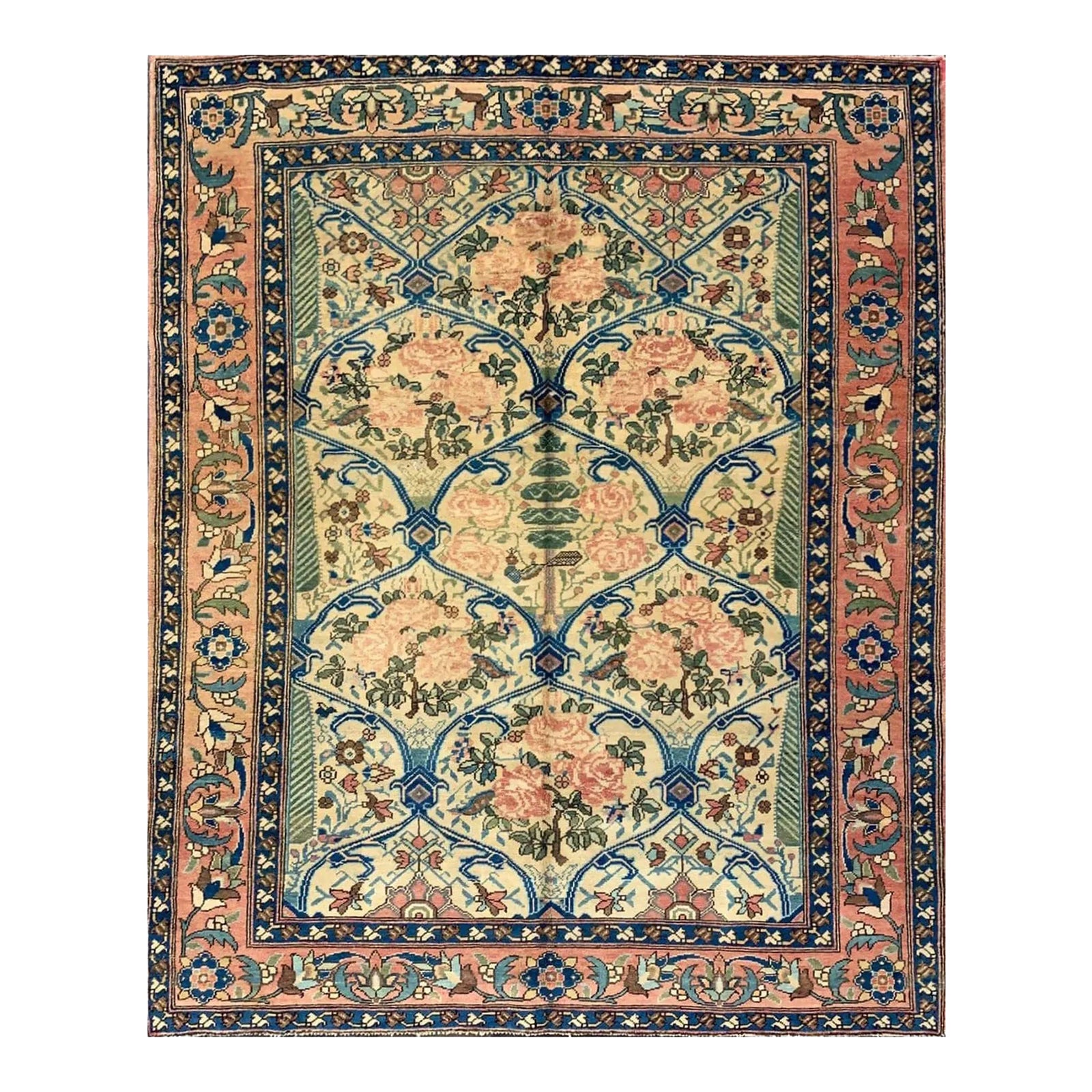 1960s Old Persian Bakhtiari Area Rug 5x7 | Chairish