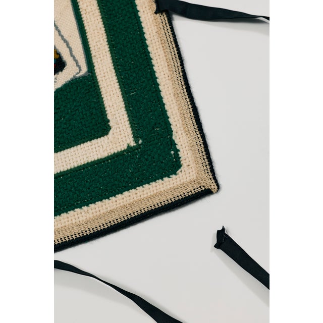 Green Needlepoint Card Game Table Mat | Chairish
