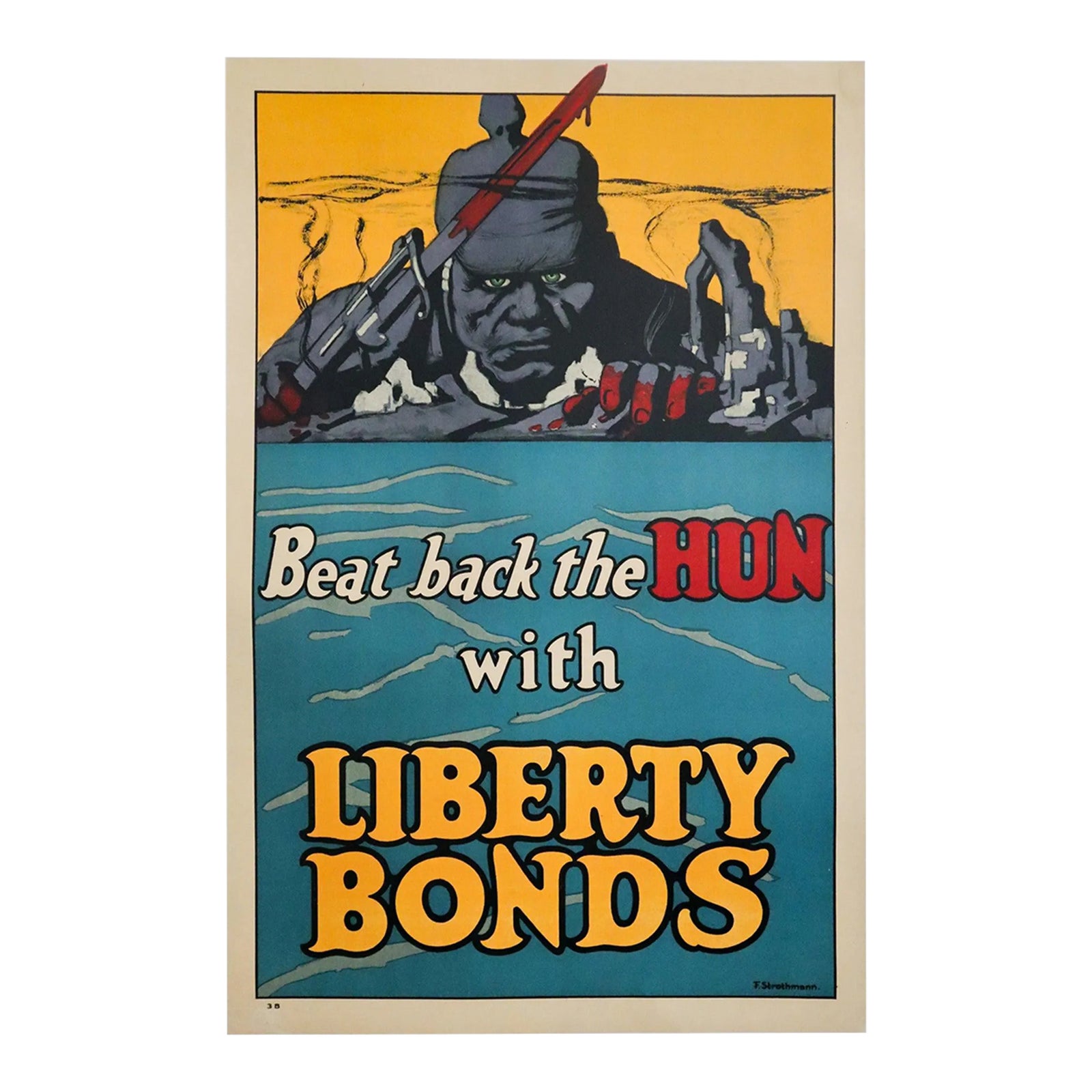 1918 Original u.s. Wwi Poster - Beat Back the Hun Liberty Bonds ...