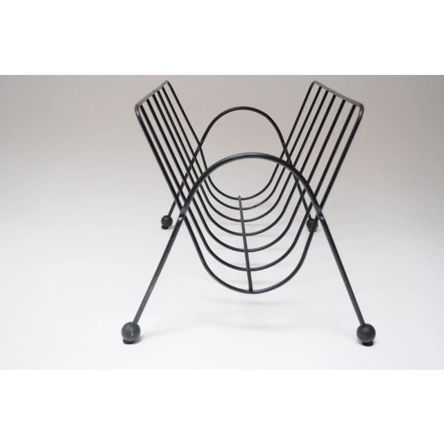 Mid-Century American Modern Black Metal Wire Magazine Rack | Chairish