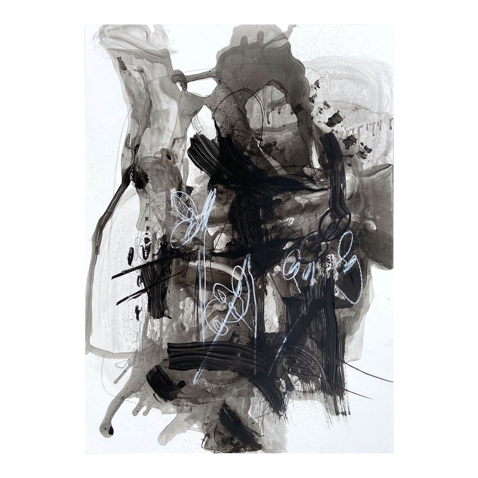 Contemporary Abstract Acrylic, Ink, Oil Pastel and Graphite on ...