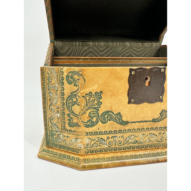 Vintage Italian Etched Leather Stationary or Letter Box | Chairish