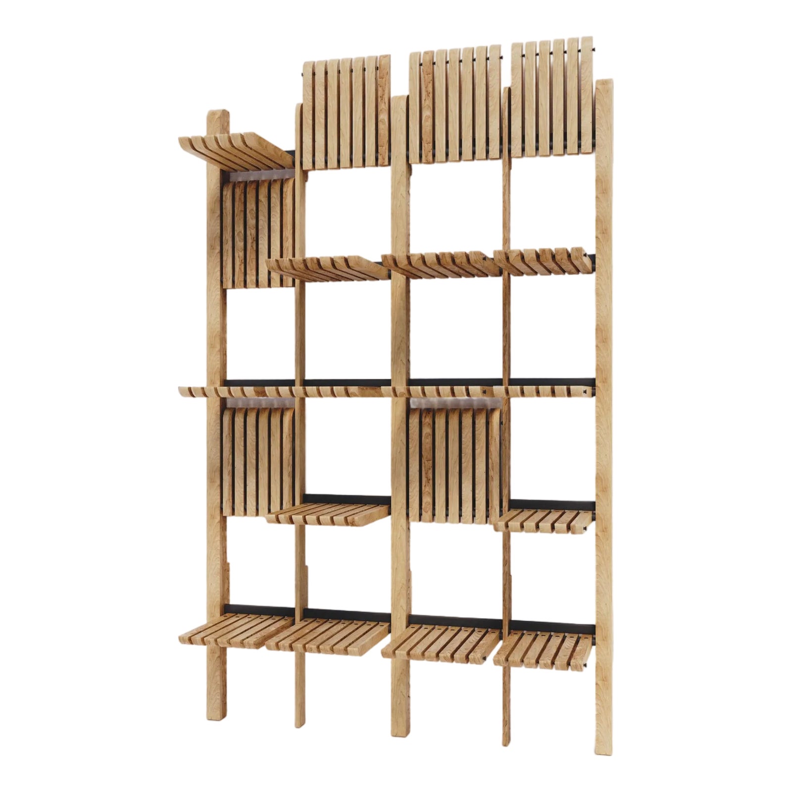 Modern Shelving System Handcrafted Lacquered Finish Wood on the Steel ...