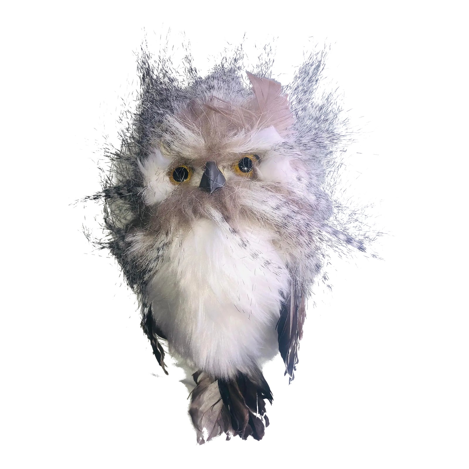 Mid-Century Modern White Feathered Owl Decoration | Chairish