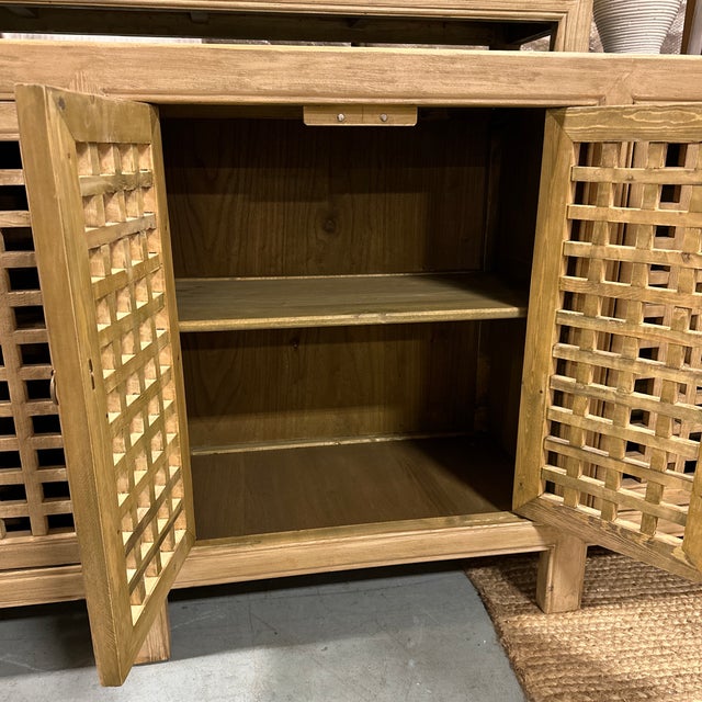 6 Door Natural Lattice Buffet Sideboard | Chairish