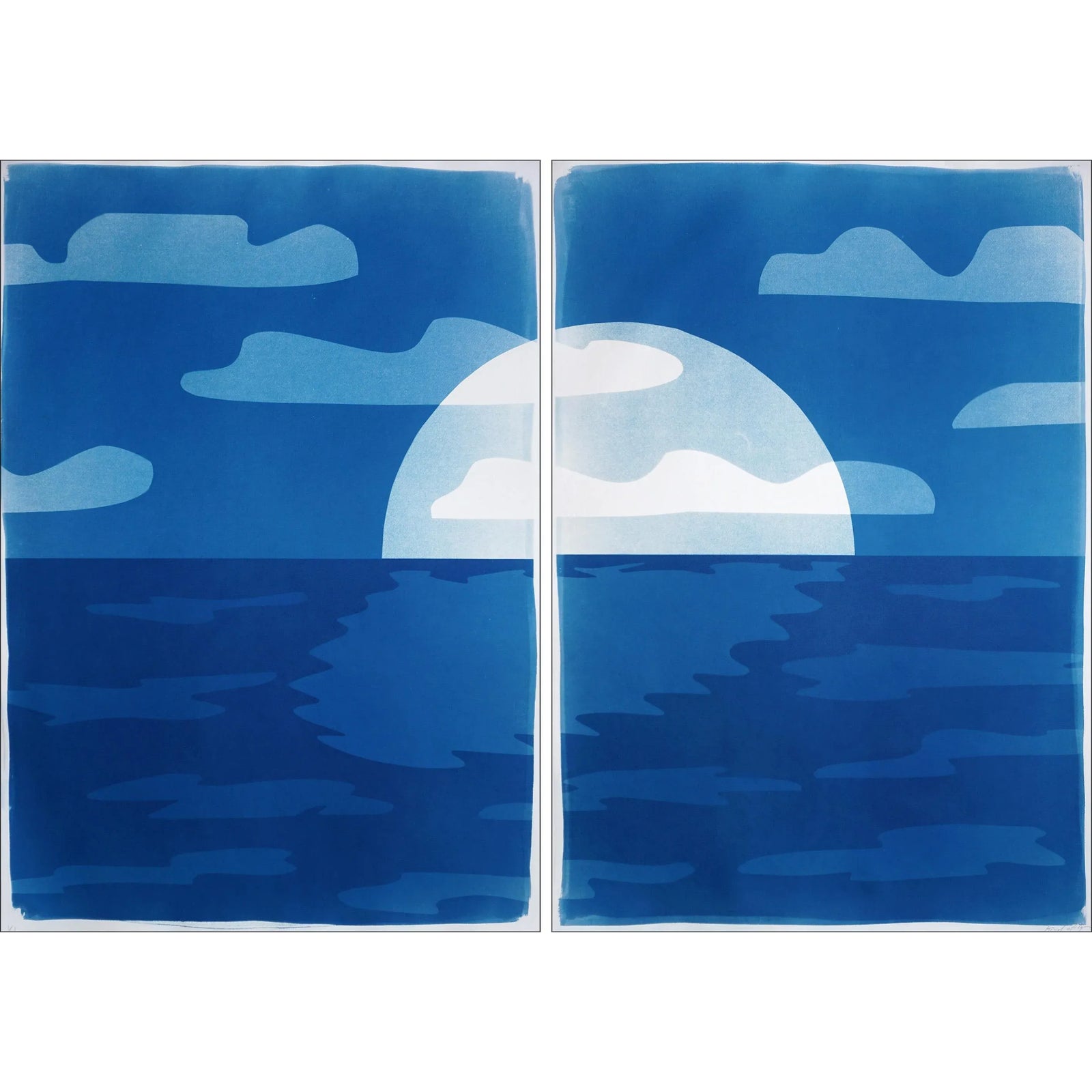 2025, Desert Modernism Landscape, Large Diptych, Sunset Over Sea ...