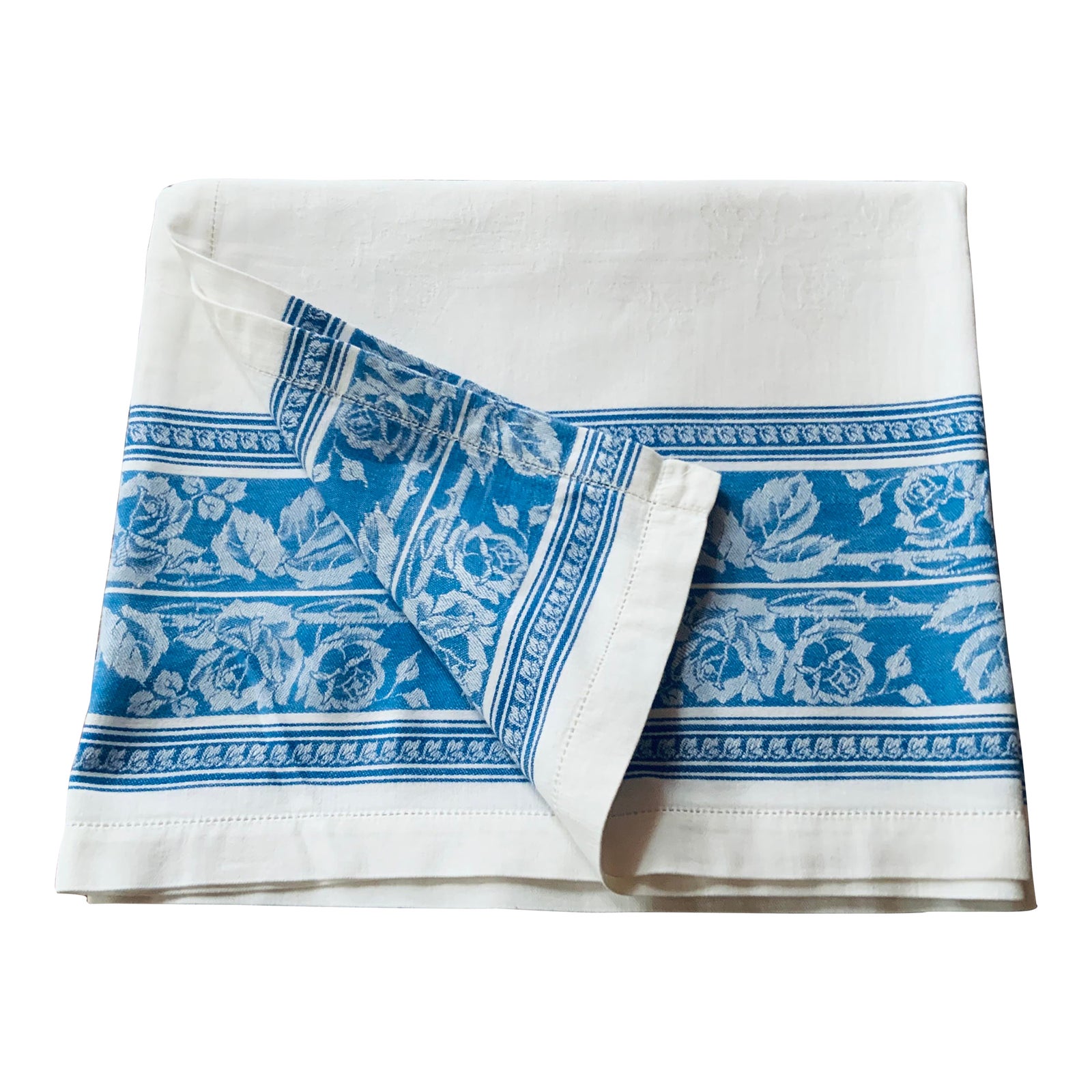 Exquisite French Damask Linen Tablecloth - Classical Rose & Vine ...