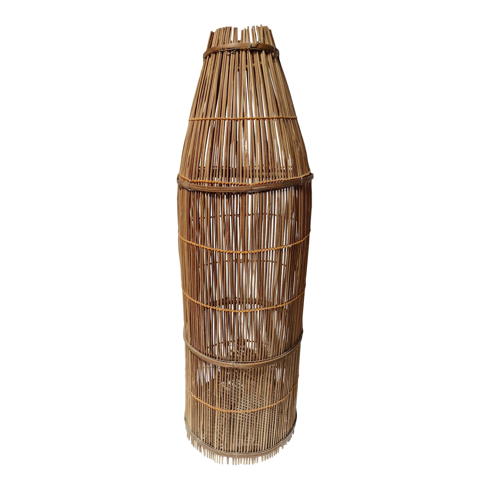 Antique Early 20th Century Large Woven Rattan Fish Trap | Chairish