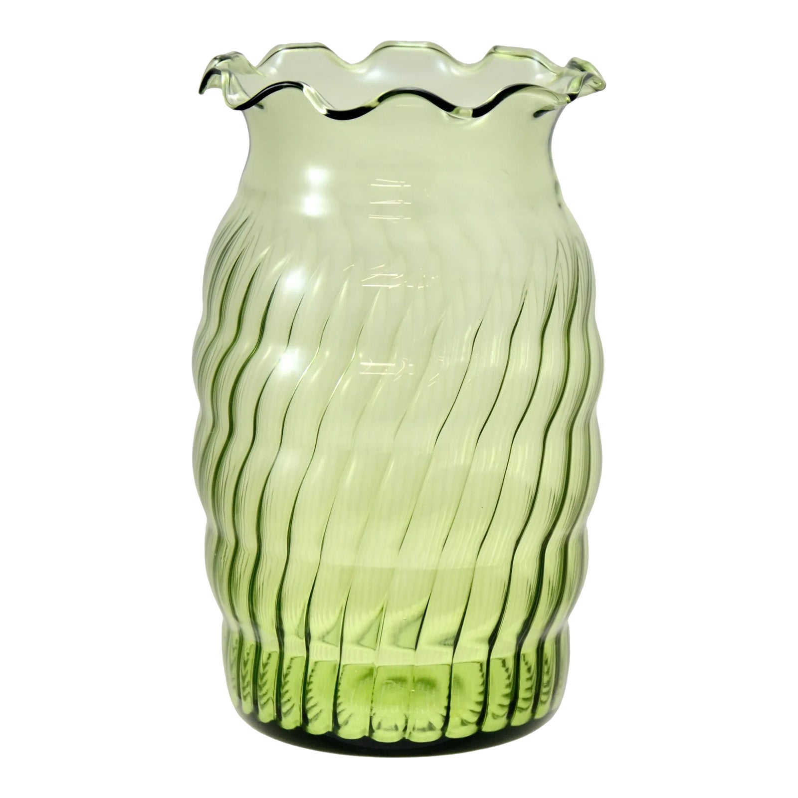 Green Swirled Glass Vase | Chairish