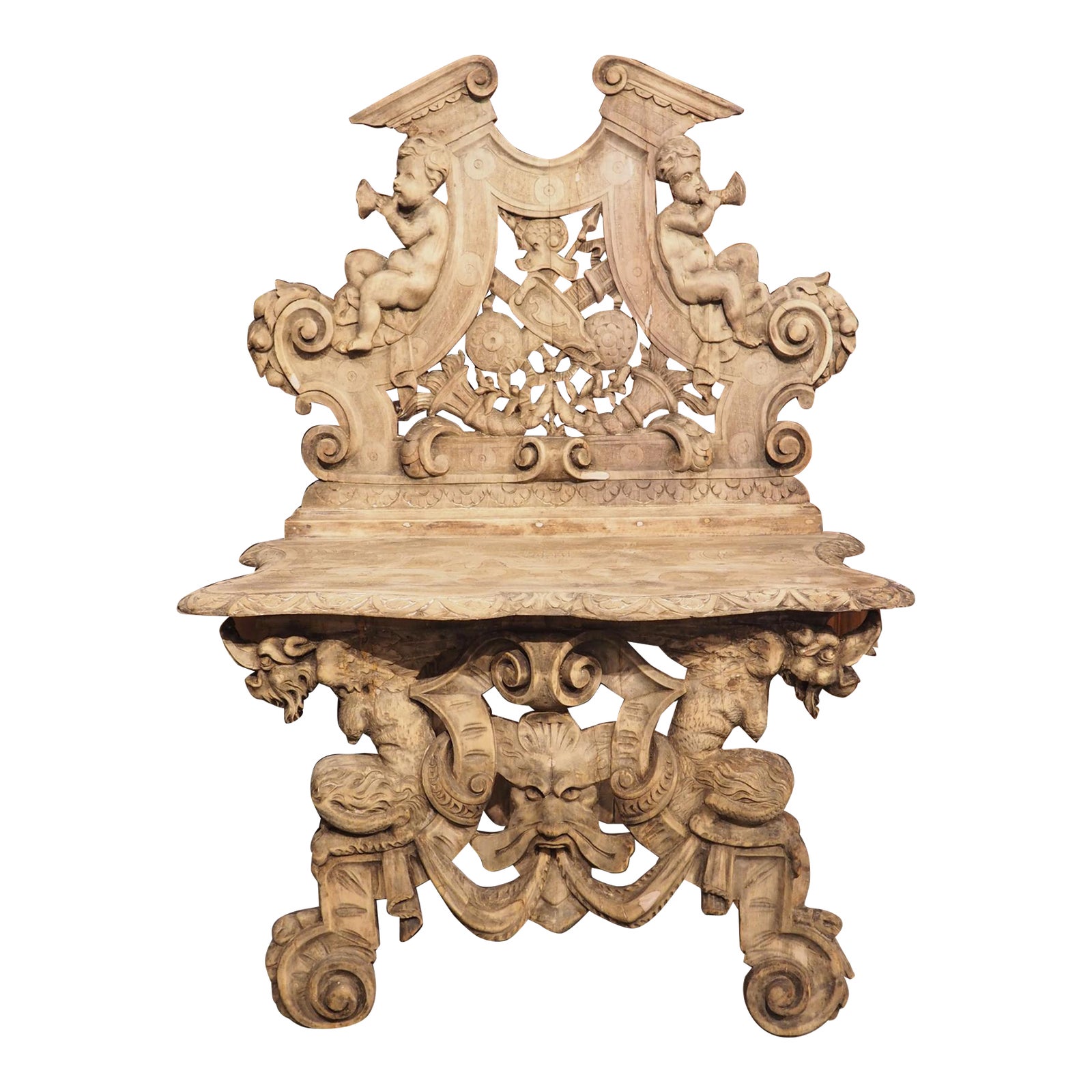 Bleached Renaissance Style Walnut Sgabello Chair From Italy, Circa 1870 ...