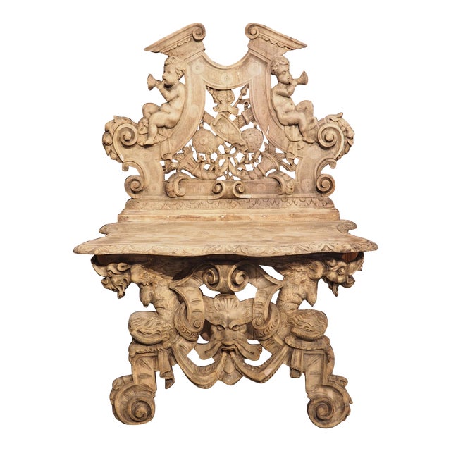 Bleached Renaissance Style Walnut Sgabello Chair From Italy, Circa 1870 ...