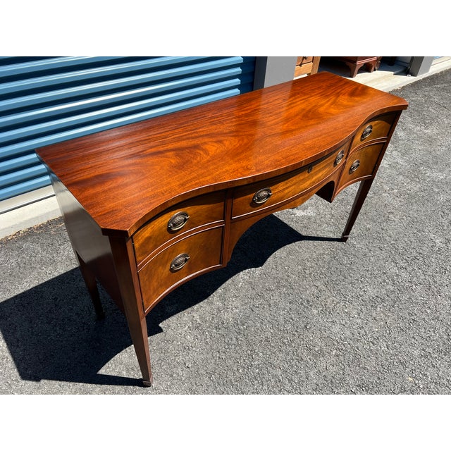 1980s Vintage Mahogany Serpentine Sideboard by Paine Furniture Boston ...