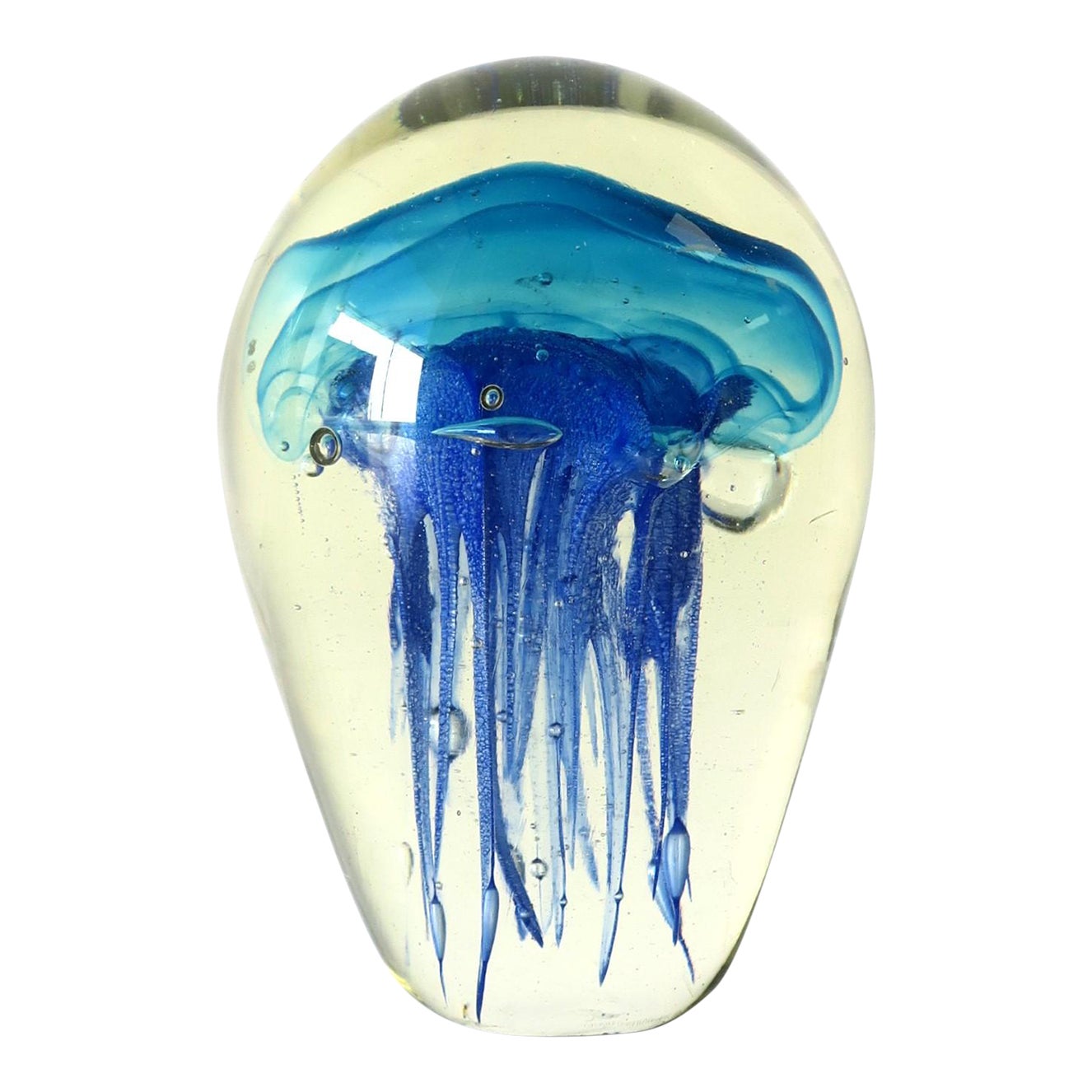 Art Glass Jellyfish Sculpture Decorative Object | Chairish