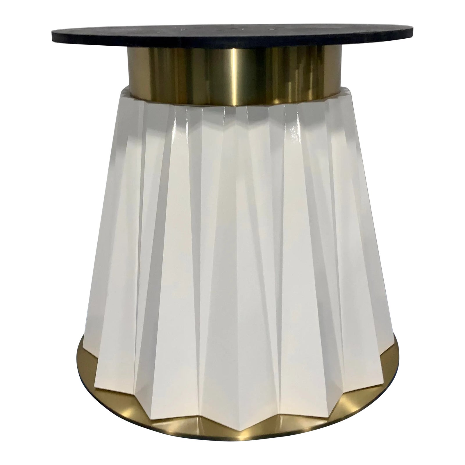 Baker Fluted White Wood Dining Table Base | Chairish