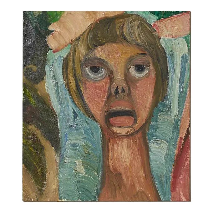 1990s Ugo Di Portanova Art Brut Oil on Canvas Painting | Chairish