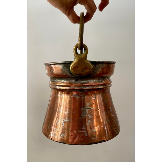 Hanging Copper Pot Rack With 6 Kitchen Copper Accessories | Chairish