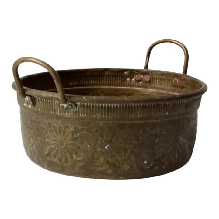 Antique Brass Basin | Chairish