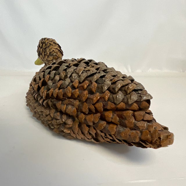 1950s Arts & Crafts Boho Chic Pine Cone Over Paper Mache’ Duck Figurine ...
