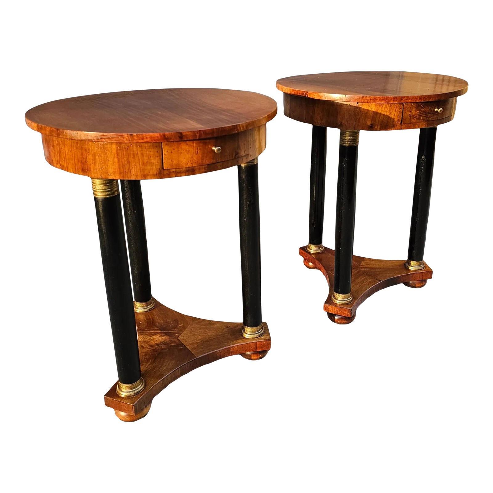 Early 20th Century Pair of Vintage Empire Style Gueridon Side Tables ...