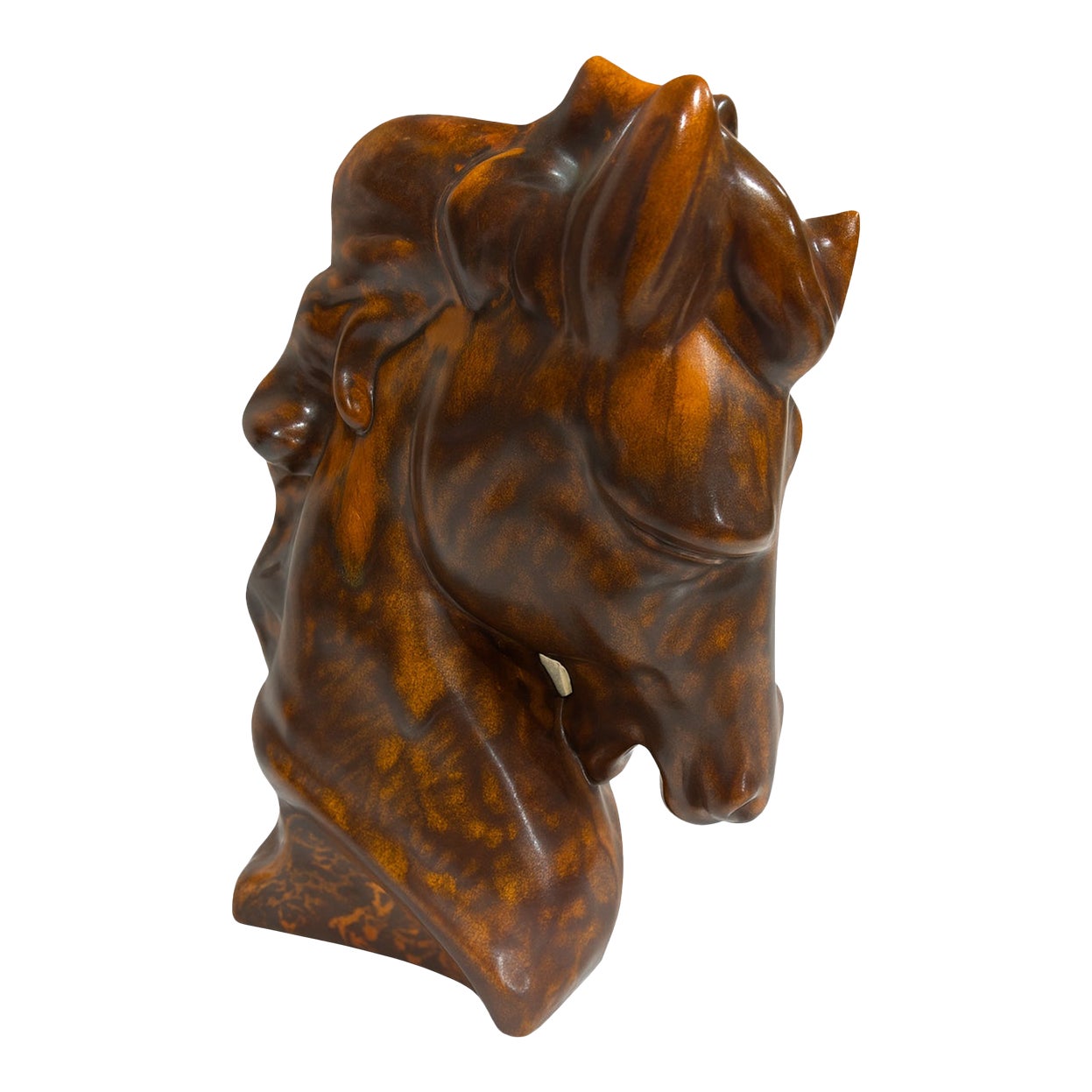 Mid-Century Root Beer Glazed Ceramic Horse Head Sculpture — In the ...