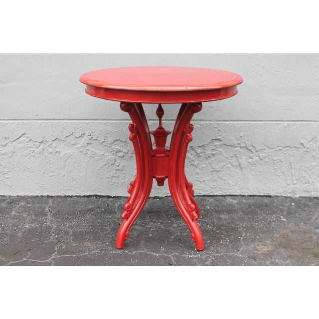 1940's Traditional Style Red Accent Table | Chairish