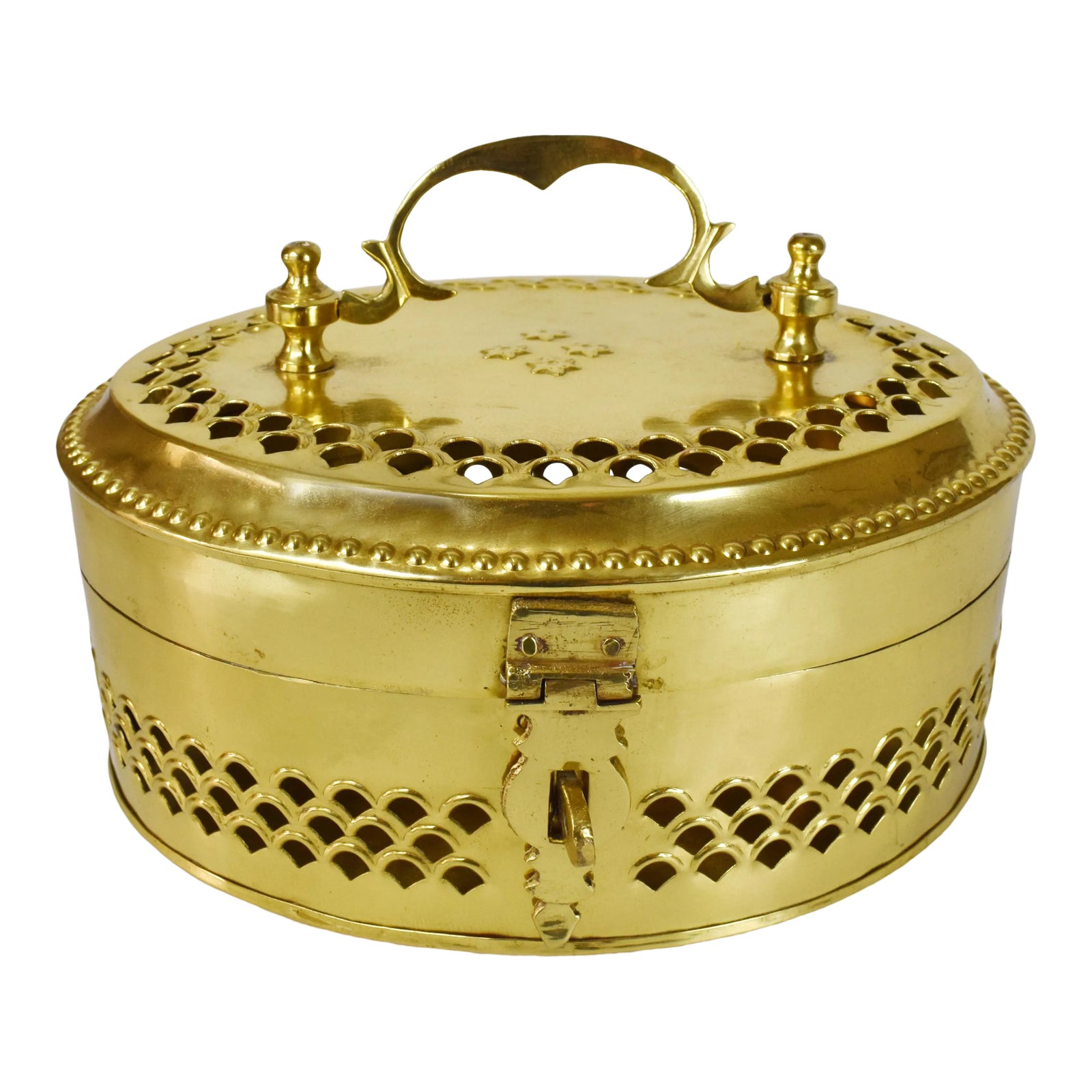 Early 20th Century Vintage Oval Brass Betle Nut Box Hinged Trinket ...