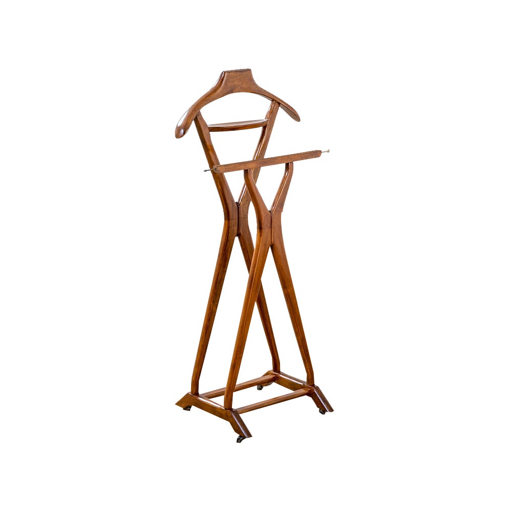 Double Wooden Valet Stand on Wheels by Ico Parisi for Fratelli Reguitti ...