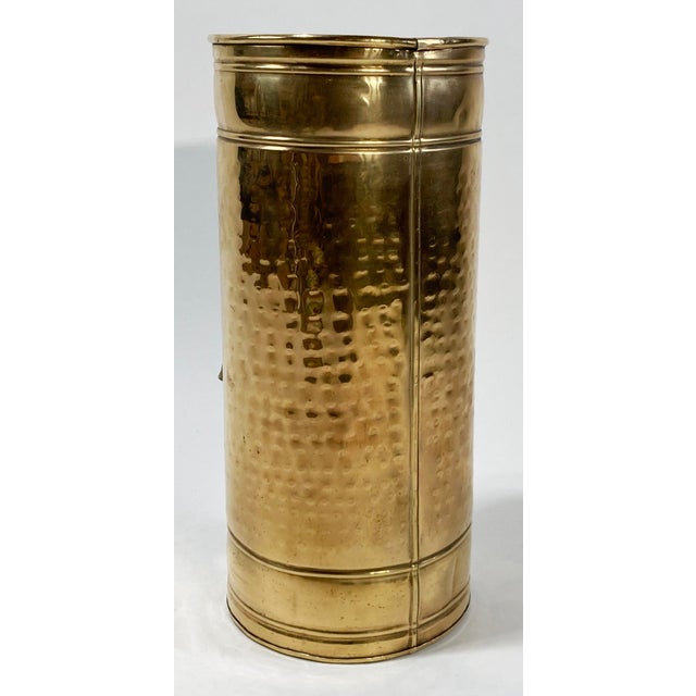Vintage Hammered Brass Tassel Motif Umbrella Stand | Chairish