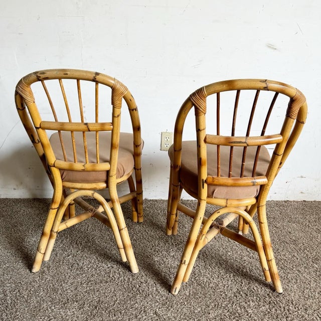 Boho Chic Bamboo Dining Chairs - a Pair | Chairish