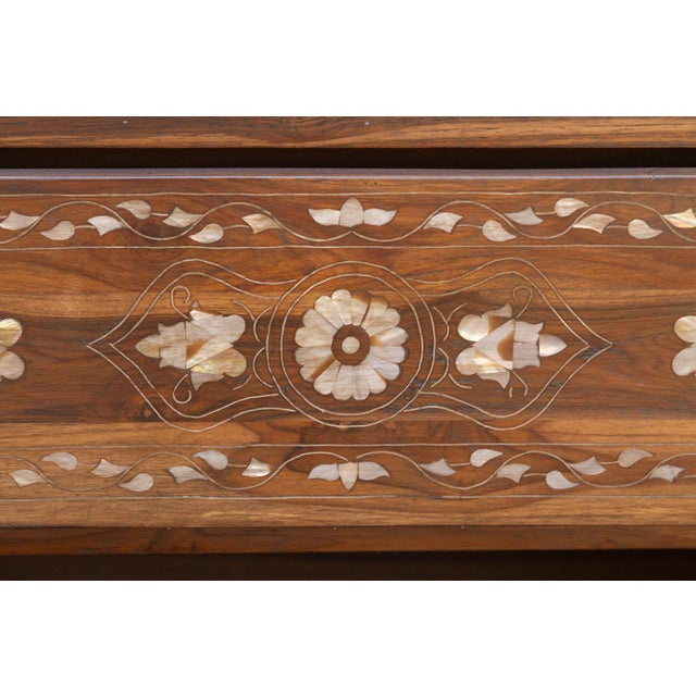 Small Reclaimed Teak Damascus Inlay Dresser | Chairish