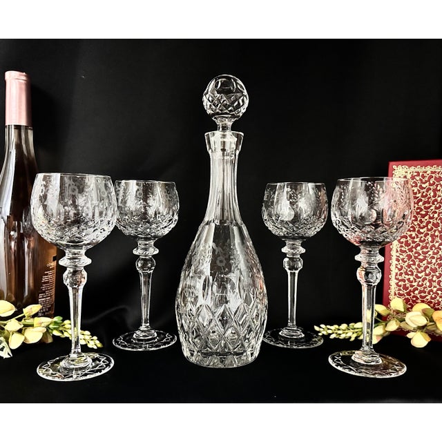 Vintage Gallia Rogaska Decanter and Wine Hocks - 5 Piece Set | Chairish