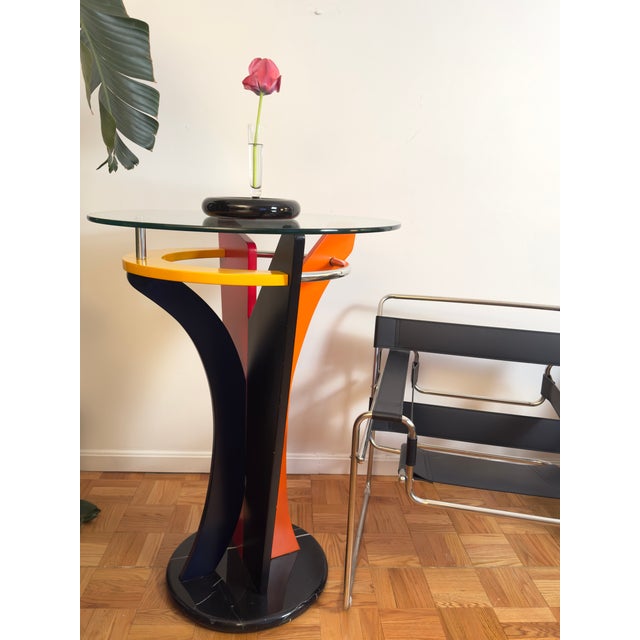 1980s Postmodern Multicolored Italian Memphis Design Pedestal Gueridon ...