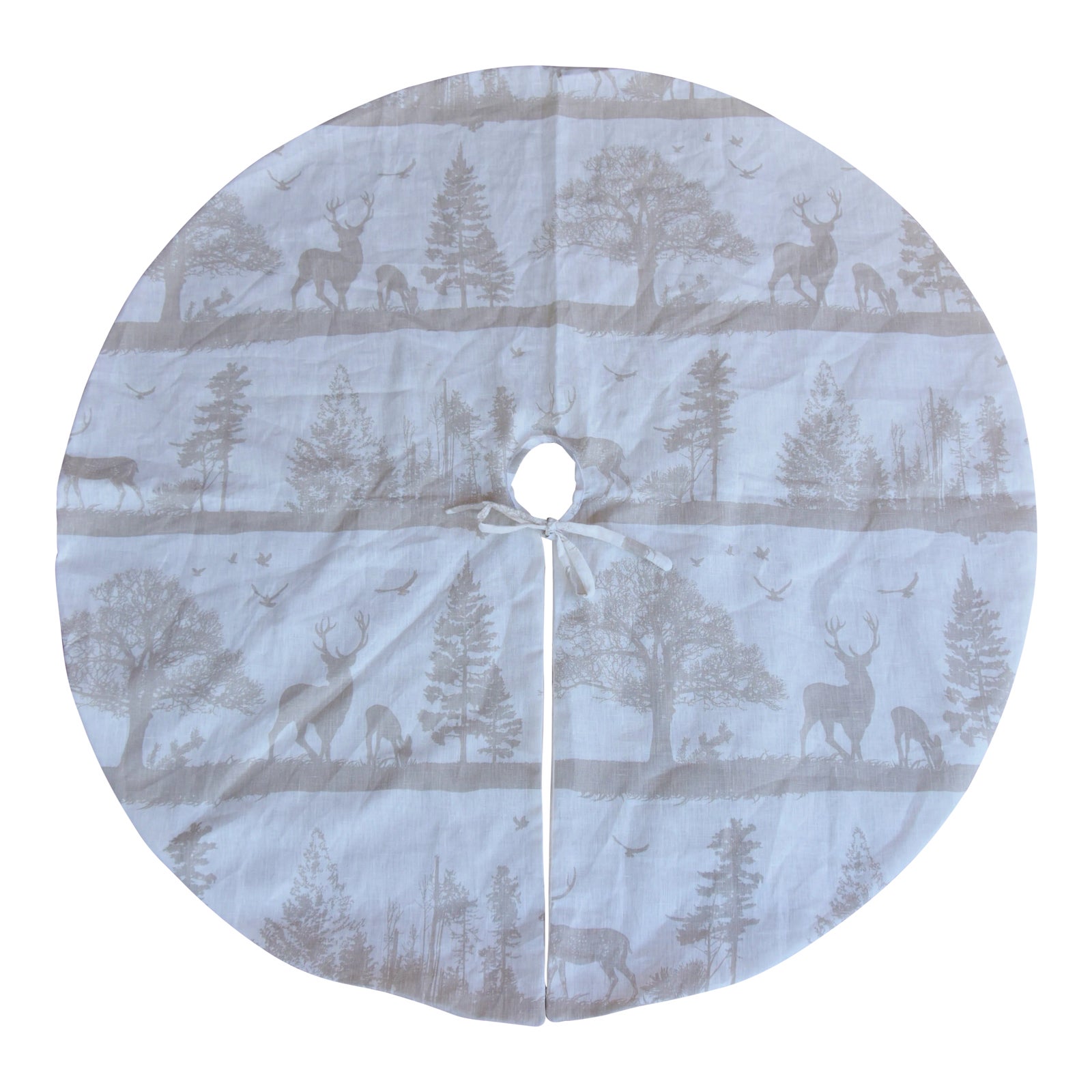 Large Custom-Tailored 53" Woodland Christmas Tree Skirt | Chairish