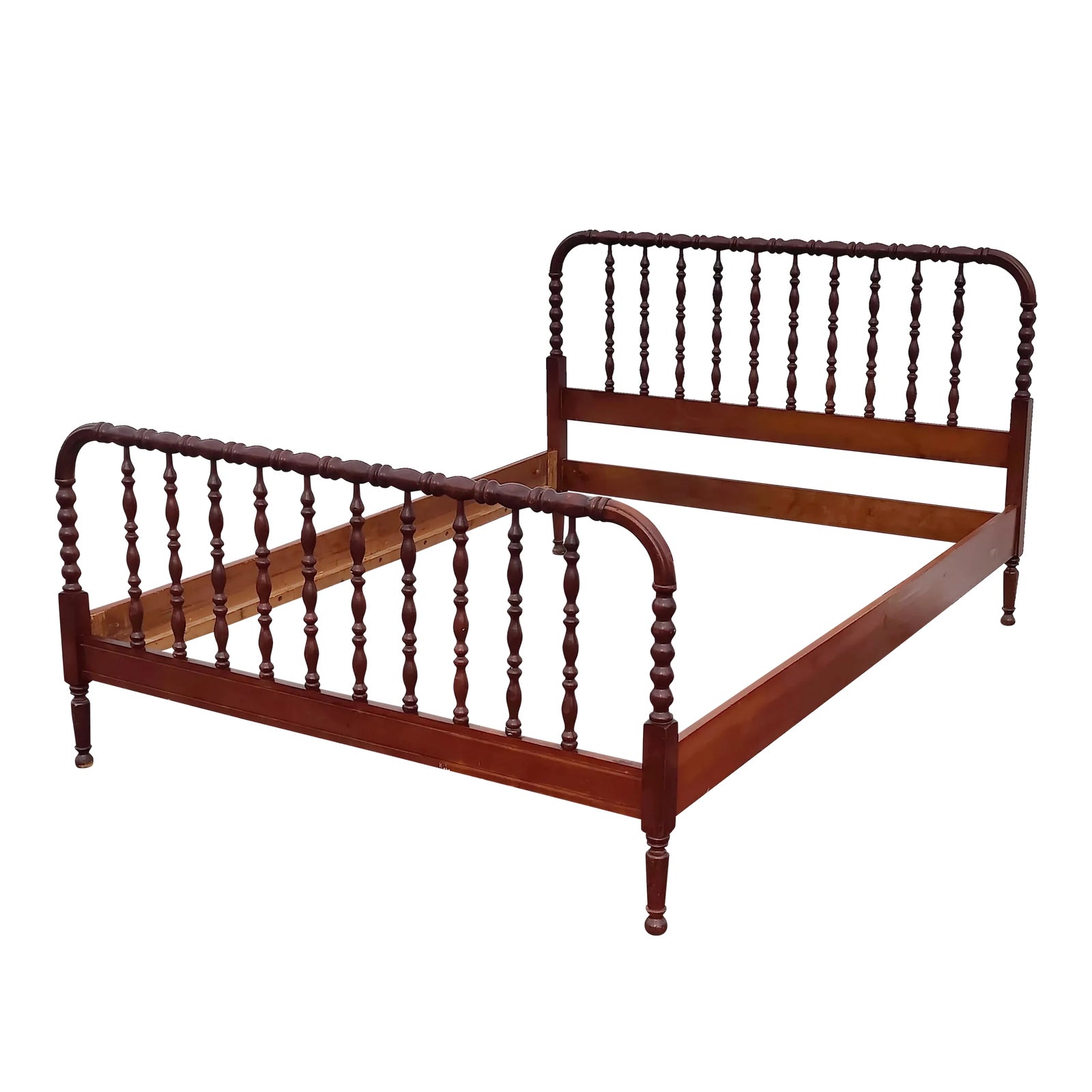 Vintage Traditional Jenny Lind Turned Wood Full Size Bedframe | Chairish
