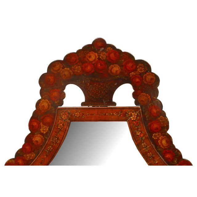 English Sheraton Style Satinwood Cheval Mirror | Chairish