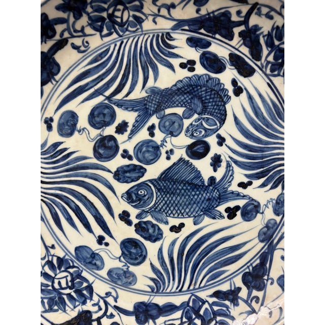 Mid 20th Century Chinese Art Blue and White Porcelain Charger/Plate ...