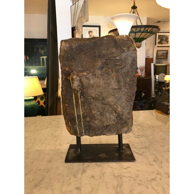 Original Primitive Grinding Stone on Custom Iron Stand | Chairish