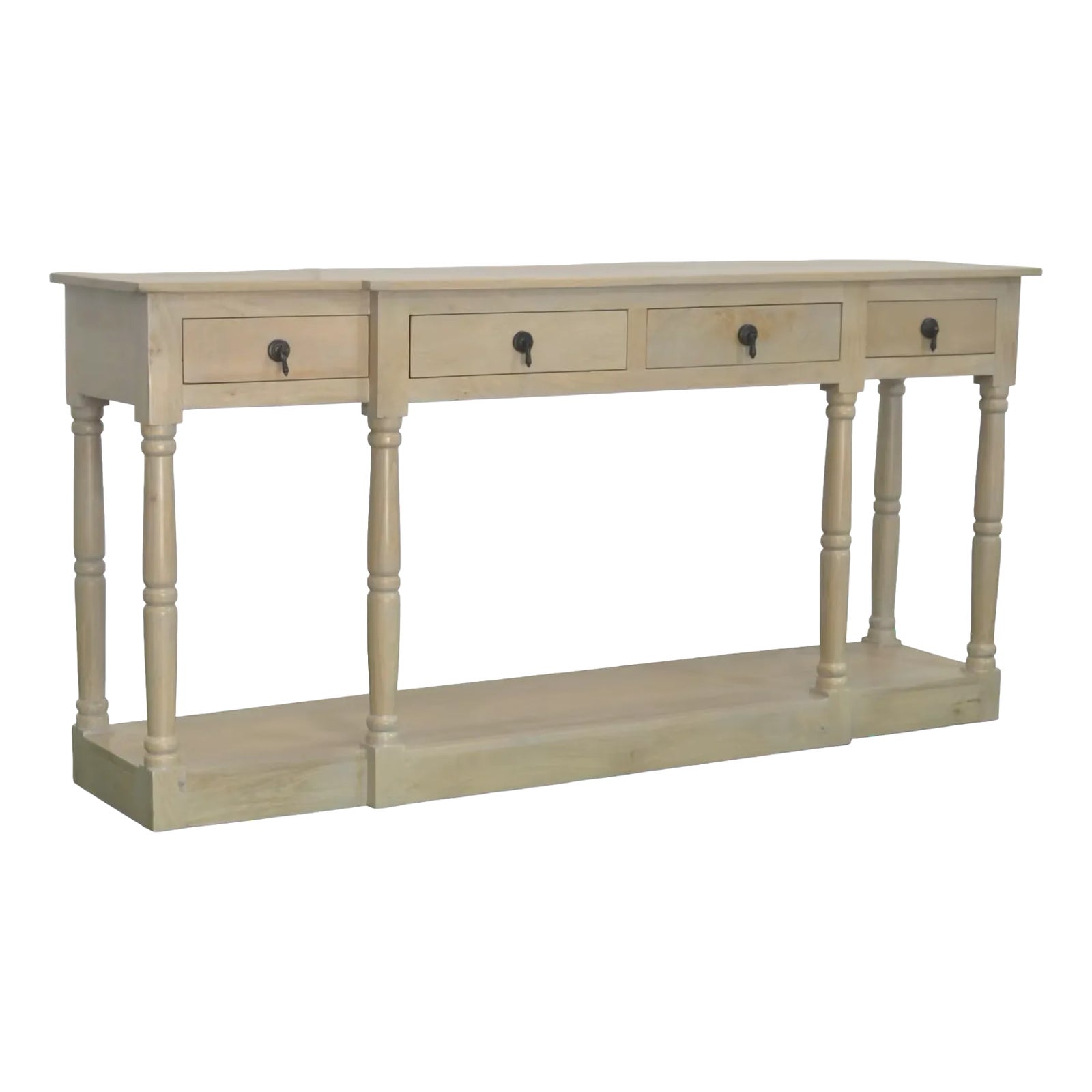 Contemporary Coastal 4-Drawer Breakfront Console | Chairish