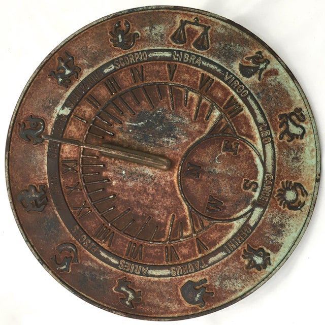 Vintage Mid 20th Century Cast Iron & Bronze Astrological Motif Garden ...