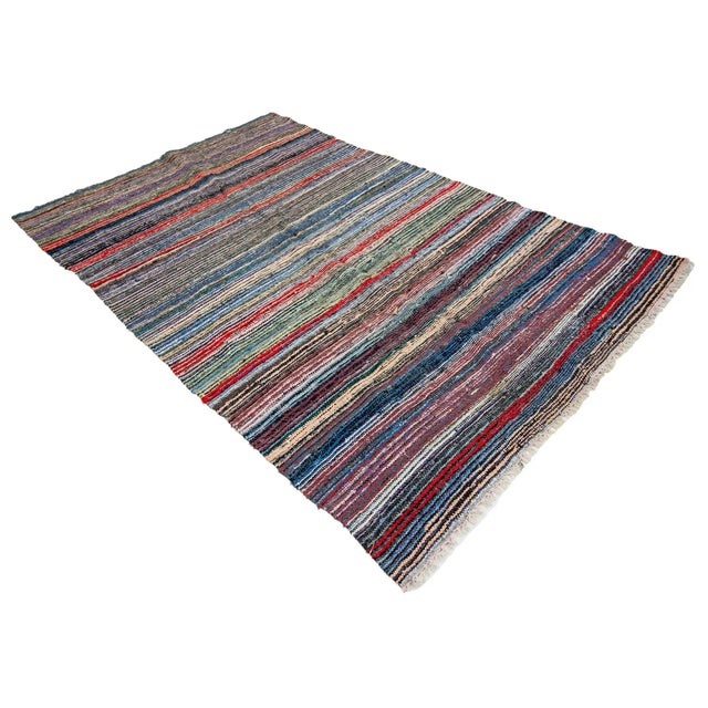 1960s Vintage Handwoven Colorful Rug- 5′2″ × 8′ | Chairish