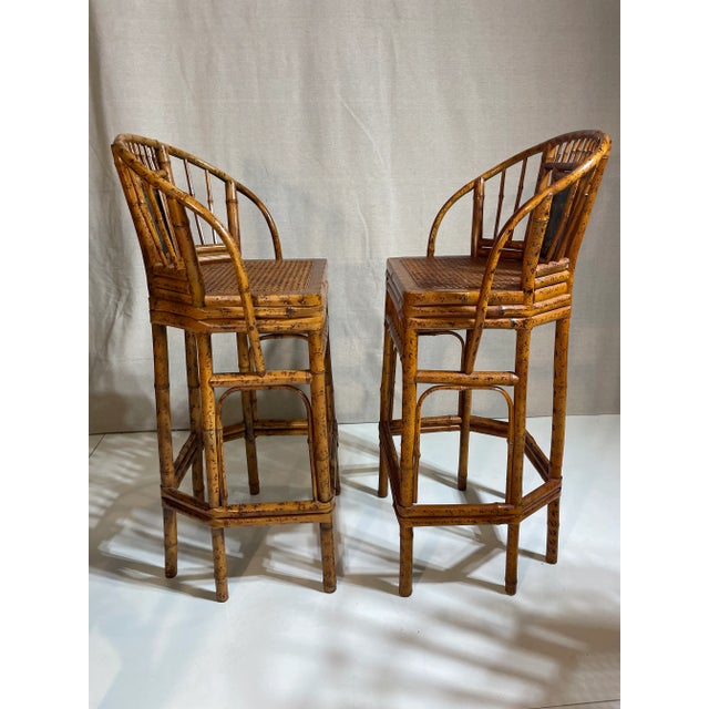 Mid 20th Century Set of 4 Bamboo Bar Stools Chairish