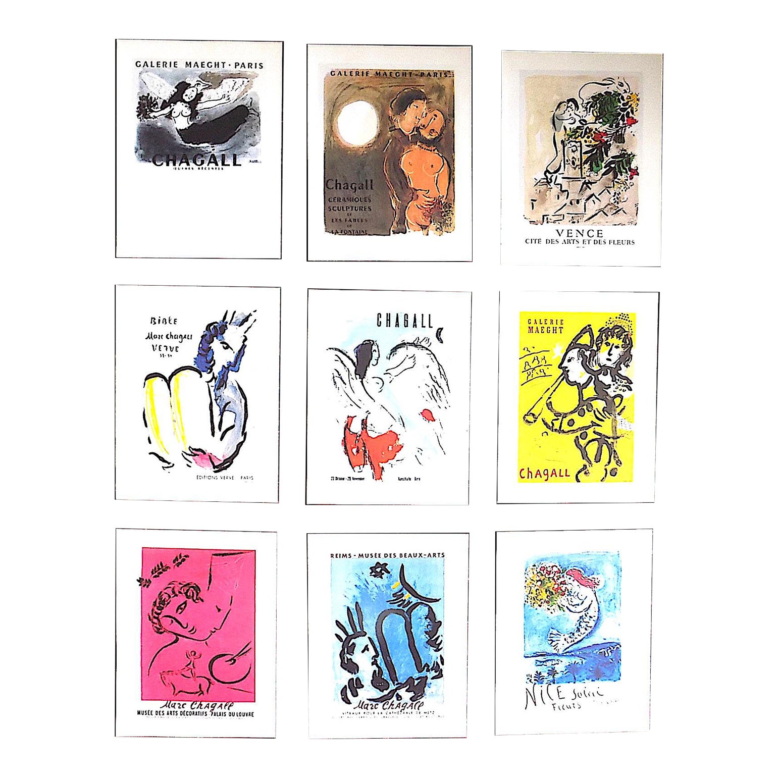 Vintage Mid 20th C. Marc Chagall Poster Lithographs - Set of 9 | Chairish
