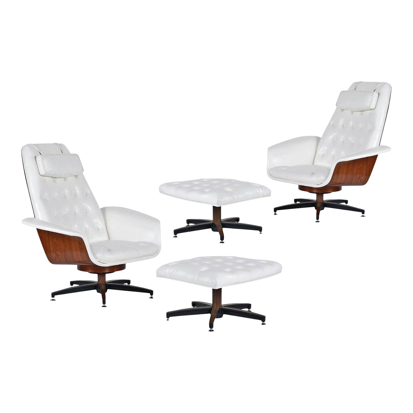 Restored Mid-Century Modern George Mulhauser Style White Chairs With ...