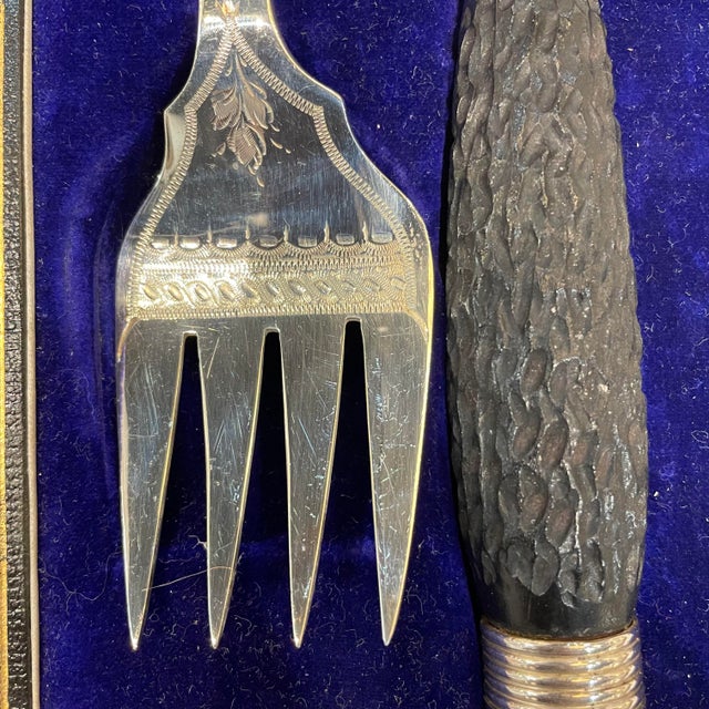 Antique English Victorian Stag Carving Set | Chairish
