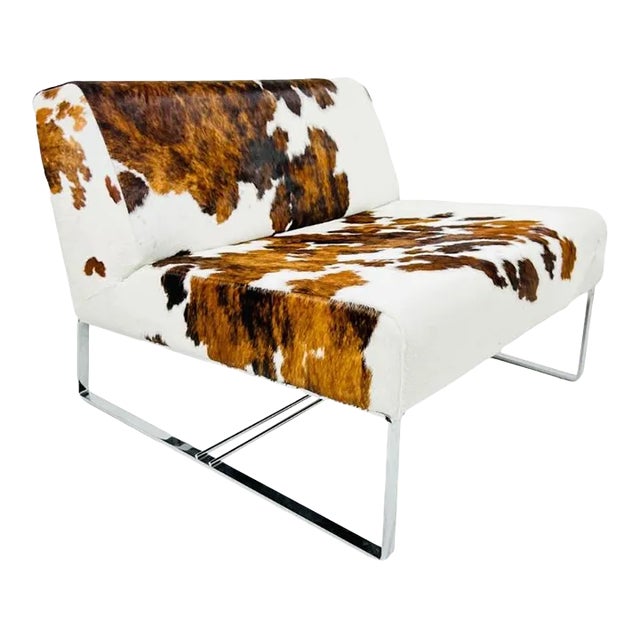 Cowhide & Chrome Lounge Chair | Chairish