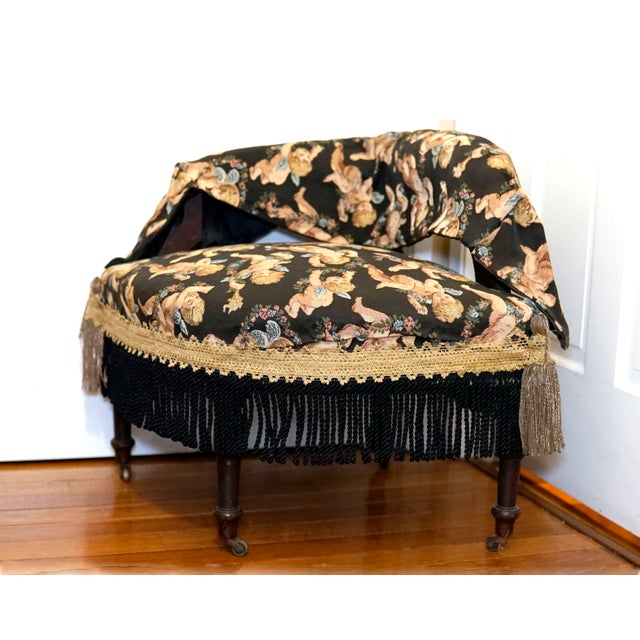19th Century Upholstered Walnut Chit Chat Corner Chair With Cherubs ...